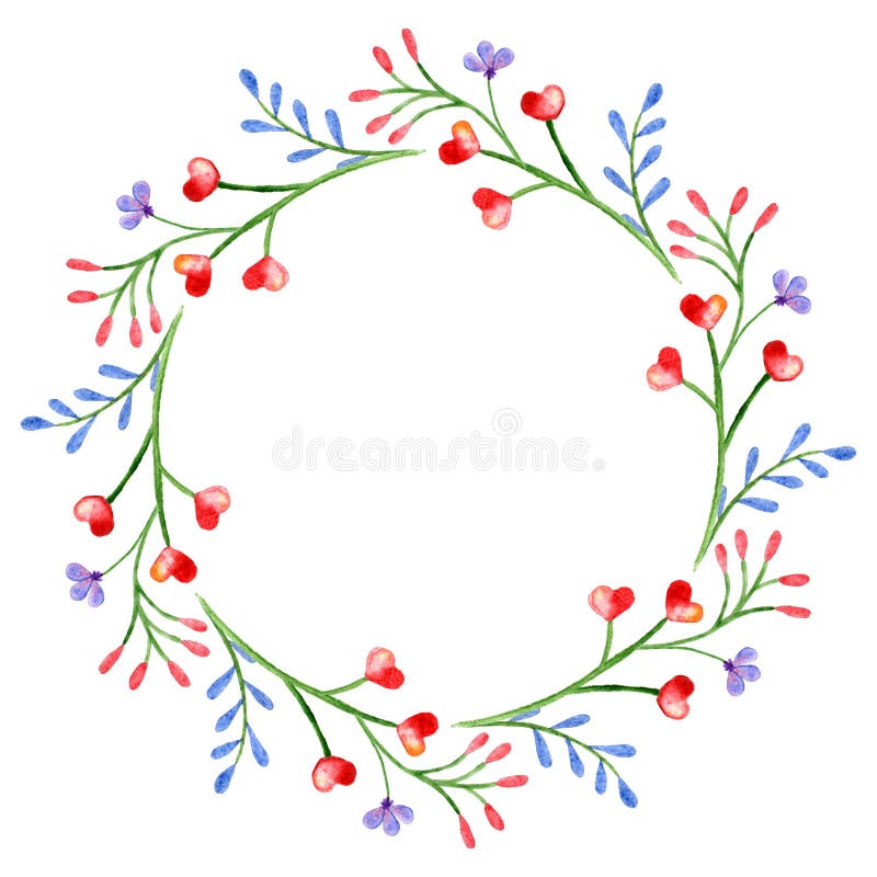 Watercolor Wreath. Frame with Spring Flowers Stock Illustration ...