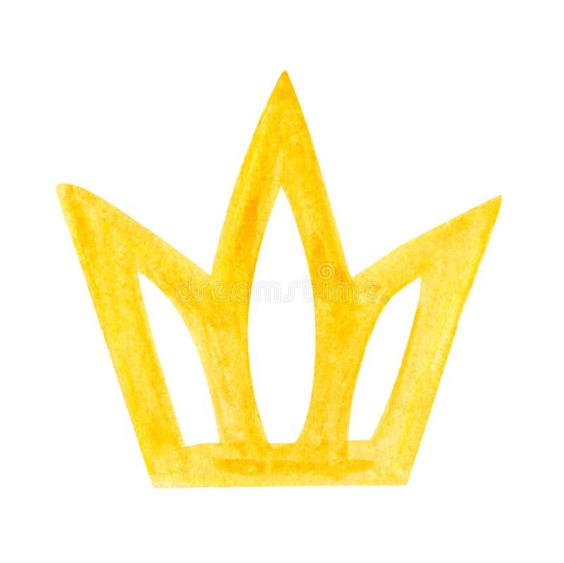 Watercolor Yellow Crown Isolated on White Stock Illustration ...