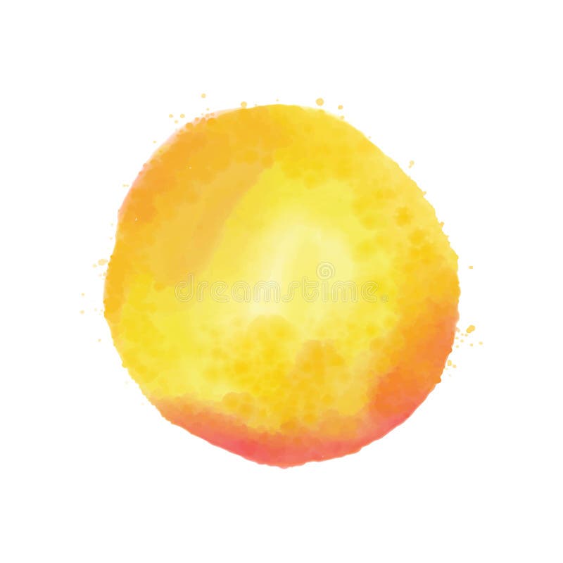 Watercolor Yellow Round Hand Drawn Element Isolated on White Background ...