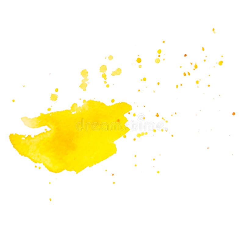 Watercolor Yellow Splash and Splattered Illustration Isolated Stock ...