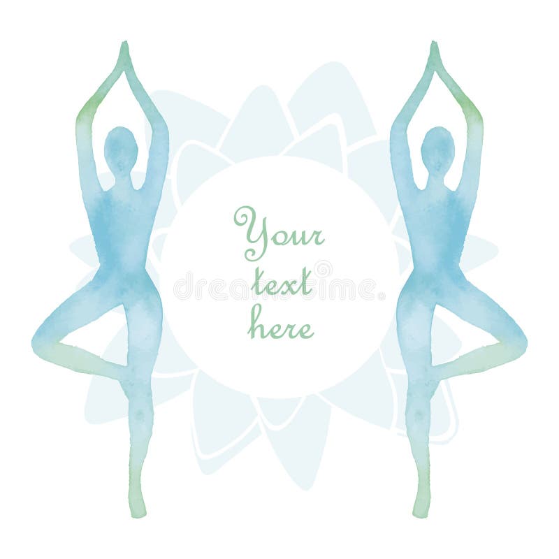 Watercolor yoga frame stock vector. Illustration of balance - 55602896