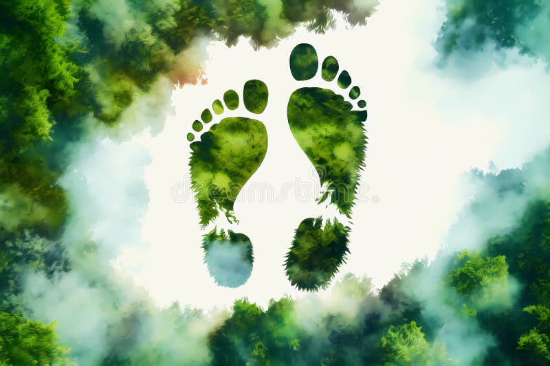 Watercolor Zero Emissions Footprint Shape. Generative Ai Stock ...