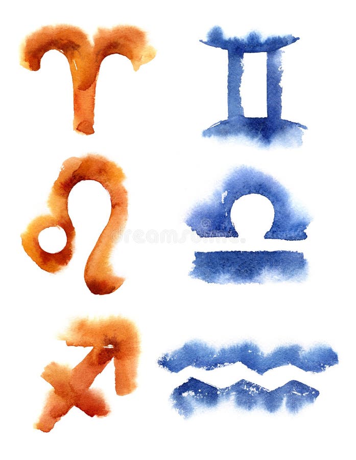 Watercolor zodiac signs stock illustration. Illustration of nature ...