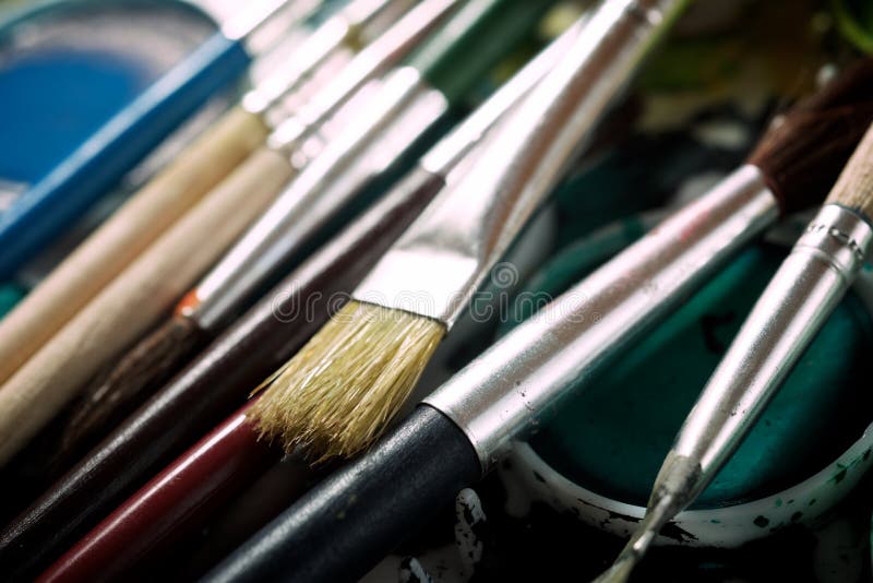 Watercolorist tools view stock photo. Image of craft - 153442804