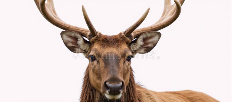 Watercolorstyle Elk Portrait Against a White Backdrop Stock ...