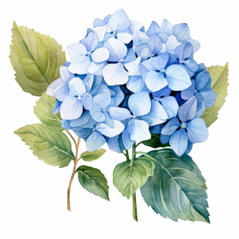 Watercolour Blue Hydrangea Flower Vector Illustration Stock ...