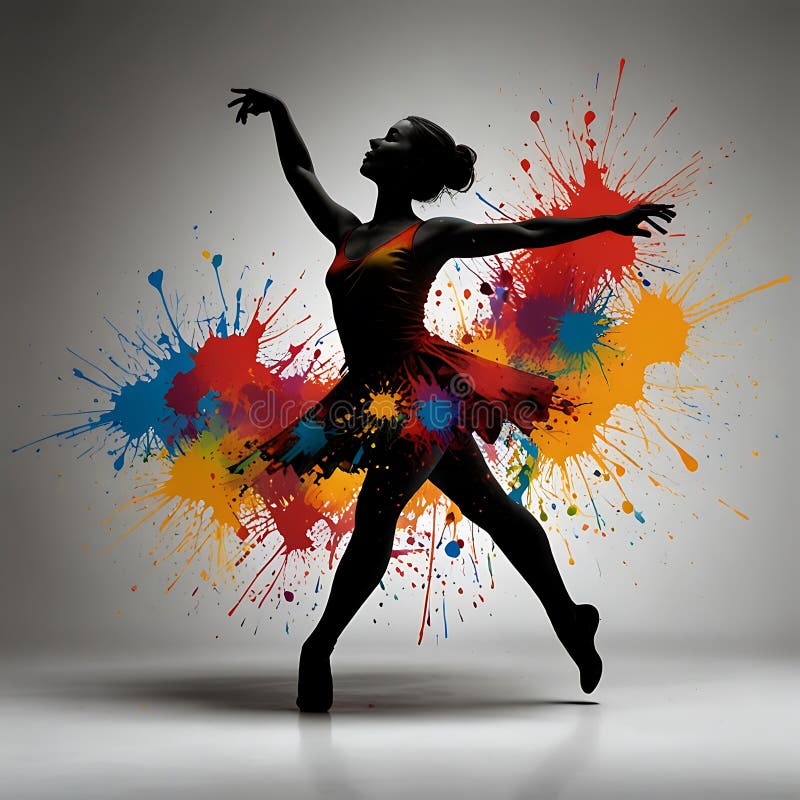 Watercolour Female Silhouette in Modern Dance Pose Stock Image - Image ...