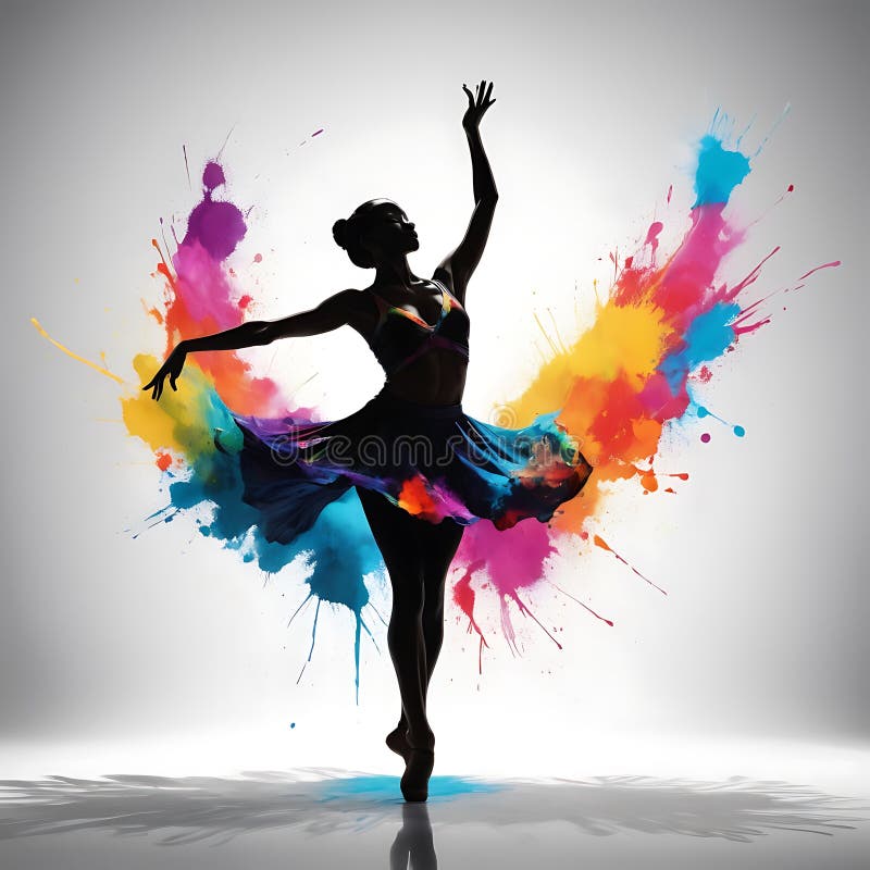 Watercolour Female Silhouette in Modern Dance Pose Stock Illustration ...