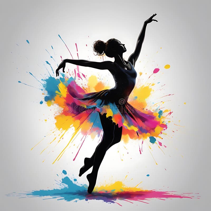 Watercolour Female Silhouette in Modern Dance Pose Stock Illustration ...