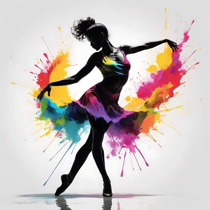 Watercolour Female Silhouette in Modern Dance Pose Stock Illustration ...