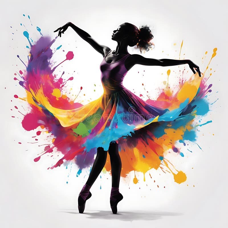 Watercolour Female Silhouette in Modern Dance Pose Stock Illustration ...