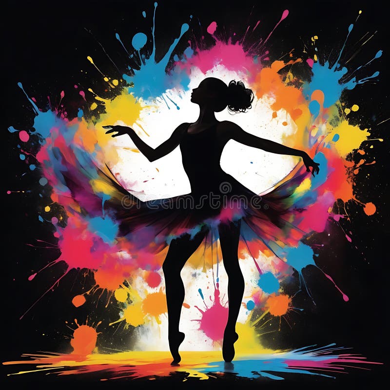 Watercolour Female Silhouette in Modern Dance Pose Stock Image - Image ...