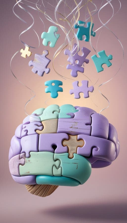 Whimsical Brain Puzzle: Celebrating Neurodiversity Stock Illustration ...