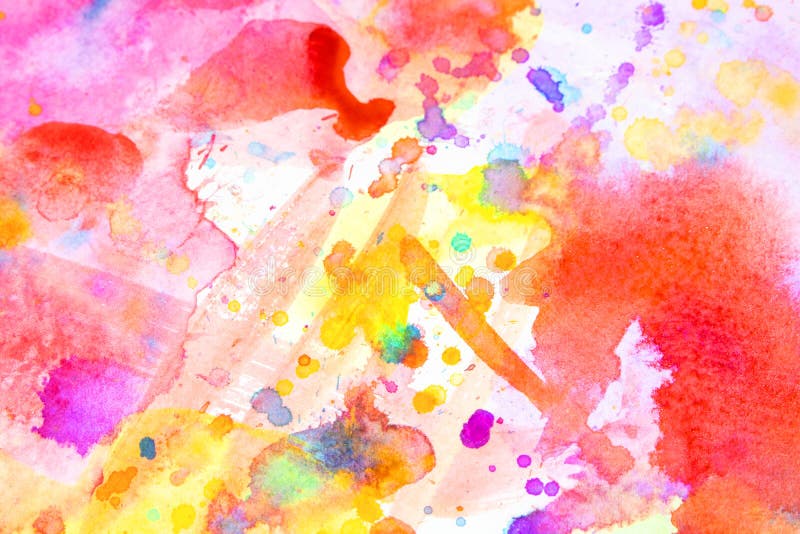 Watercolour Multicolour Rainbow Paint Vibrant Splatters and Drips on a ...