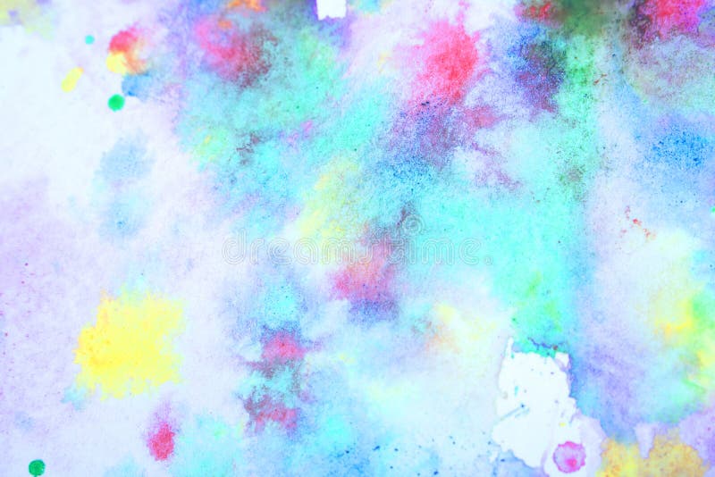 Watercolour Multicolour Rainbow Paint Vibrant Splatters and Drips on a ...