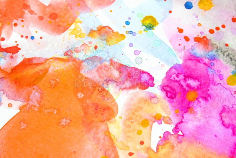 Watercolour Multicolour Rainbow Paint Vibrant Splatters and Drips on a ...