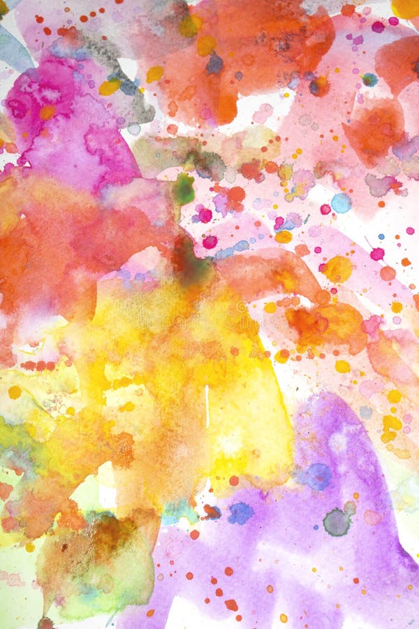 Watercolour Multicolour Rainbow Paint Vibrant Splatters and Drips on a ...