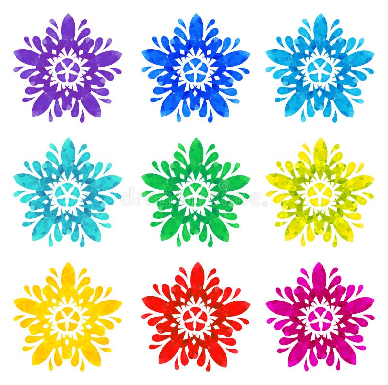 Watercolour Pattern - Set of Nine Abstract Flowers Stock Vector ...