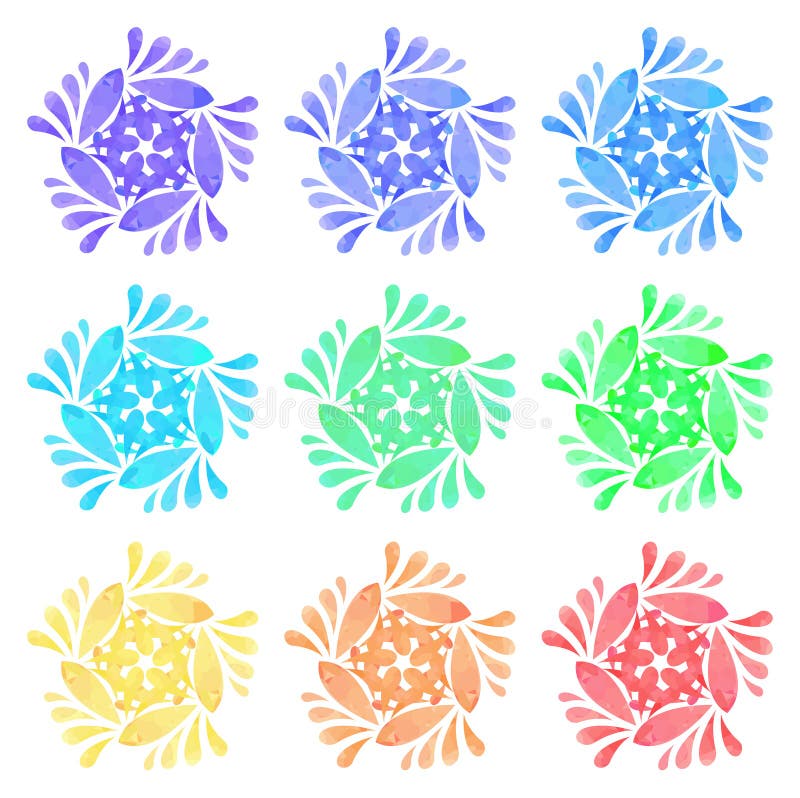 Watercolour Pattern - Set of Nine Abstract Flowers Stock Vector ...