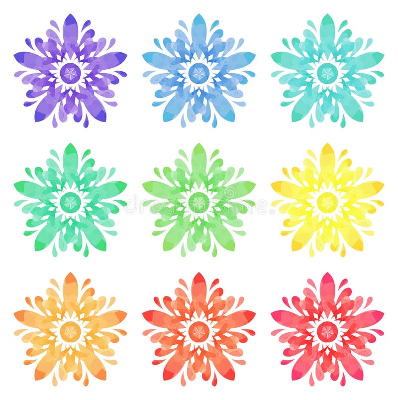 Watercolour Pattern - Set of Nine Abstract Flowers Stock Vector ...