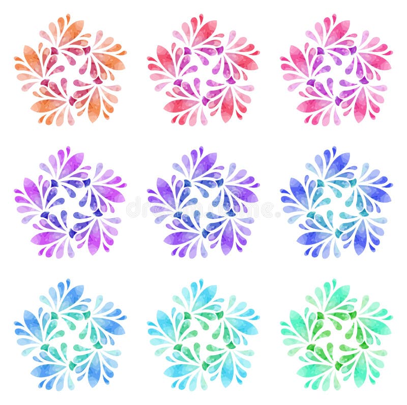 Watercolour Pattern - Set of Nine Abstract Flowers Stock Vector ...