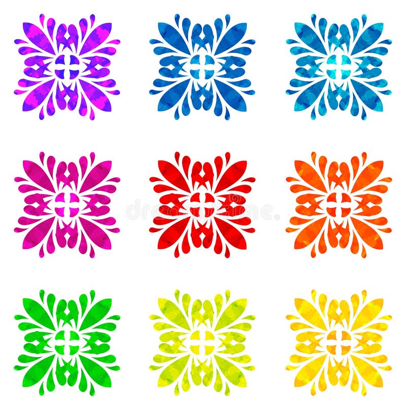 Watercolour Pattern - Set of Nine Abstract Flowers Stock Vector ...