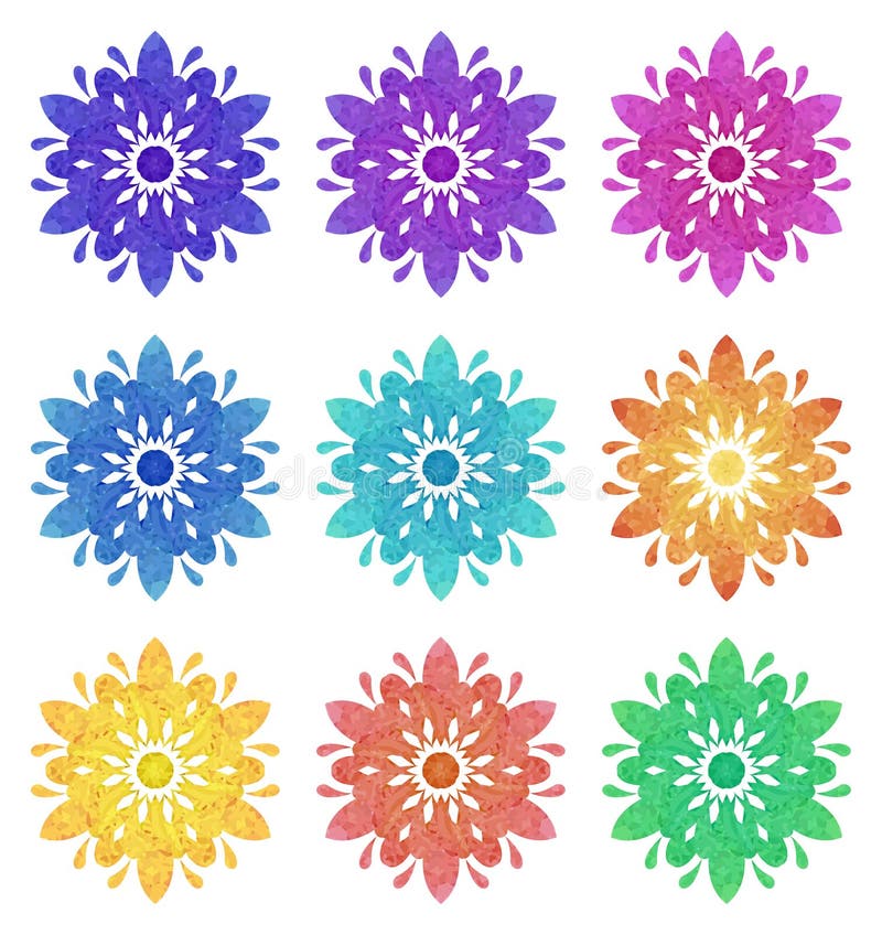 Watercolour Pattern - Set of Nine Abstract Flowers Stock Vector ...
