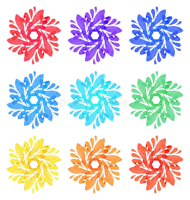 Watercolour Pattern - Set of Nine Abstract Flowers Stock Vector ...