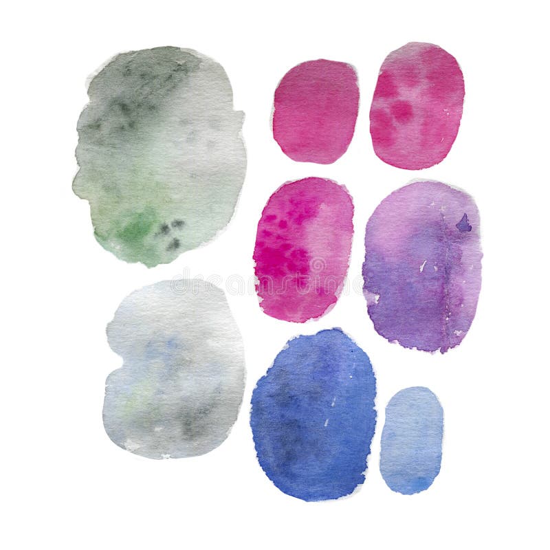 Watercolour Simple Abstract Blobs Clip Art, Different Spots, Hand Drawn ...