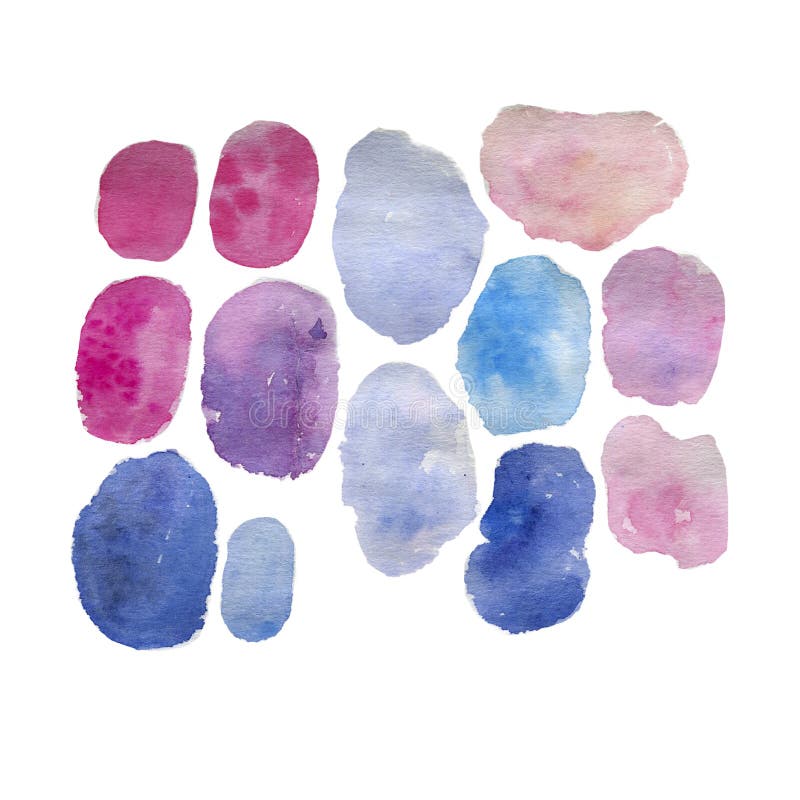 Watercolour Simple Abstract Blobs Clip Art, Different Spots, Hand Drawn ...