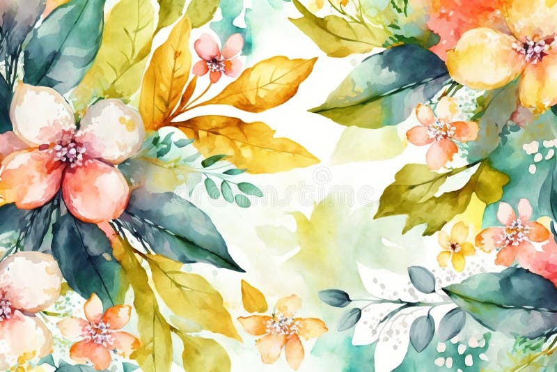 Watercolour Spring Pattern, Created with Generative AI Technology Stock ...