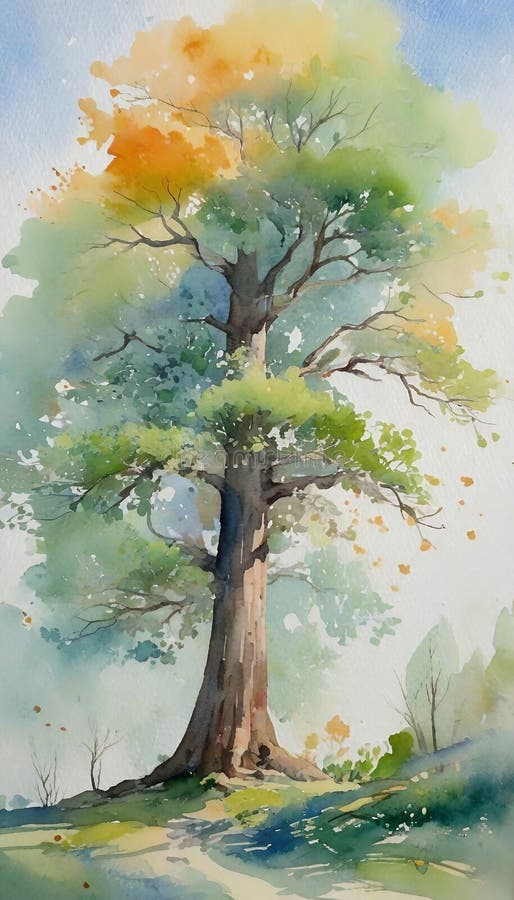 Watercolor trees stock illustration. Illustration of watercolor - 300061656