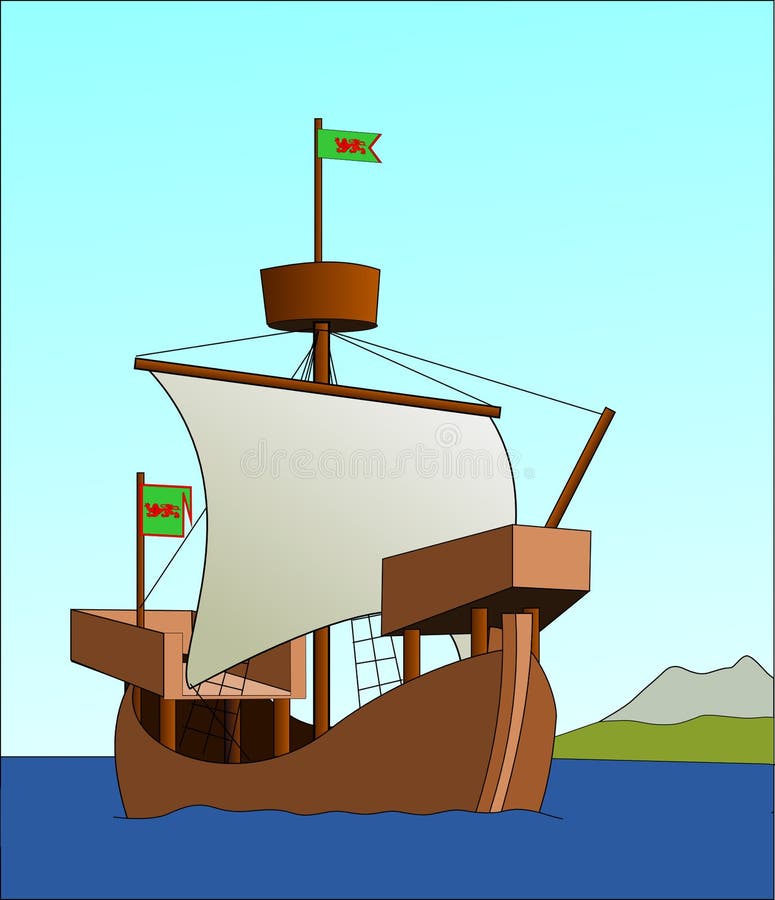Watercraft, Caravel, Sailing Ship, Cartoon Stock Image - Image of ship ...