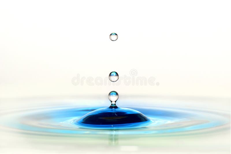Waterdrop Column with Three Waterdrops on White Bright Background Stock ...