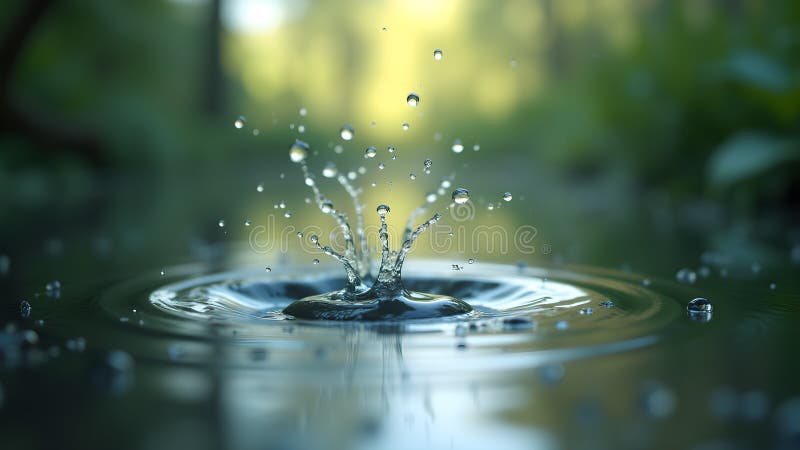 Waterdrop Impact and Vibrant Splash Cascade Stock Illustration ...