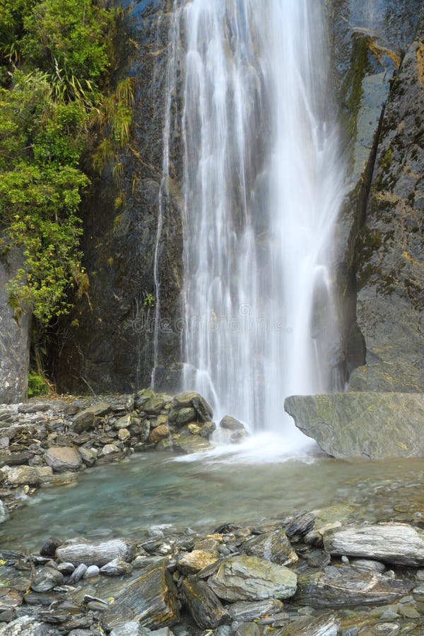 Waterfall Crashing into Ocean Stock Image - Image of clean, majesty ...
