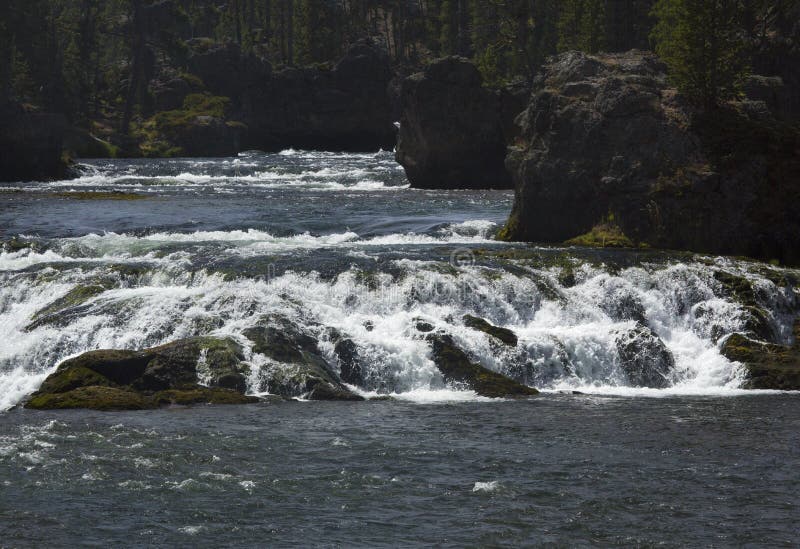 Waterfall Above Upper Falls of the Yellowstone River, Wyoming. Stock ...