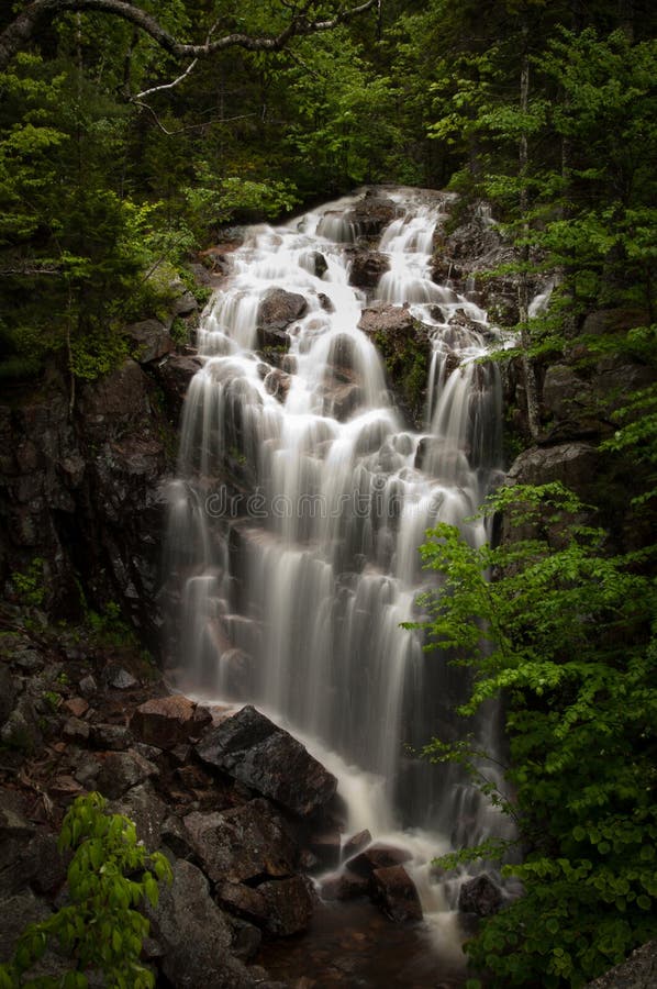 Waterfall, Acadia National Park Stock Photo - Image of maine, waterfall ...