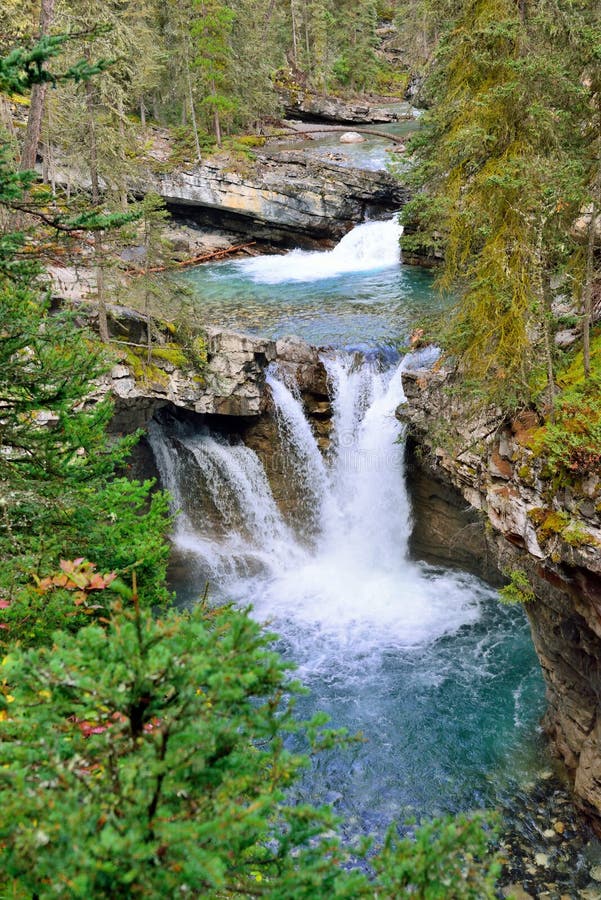 Waterfall Along the Icefields Parkway in the Canadian Rockies between ...