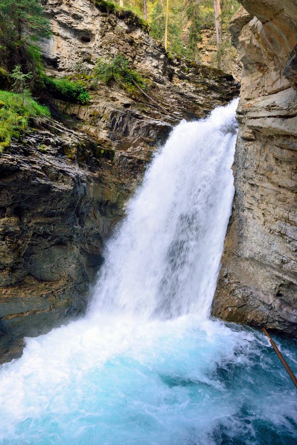 Waterfall Along the Icefields Parkway in the Canadian Rockies between ...