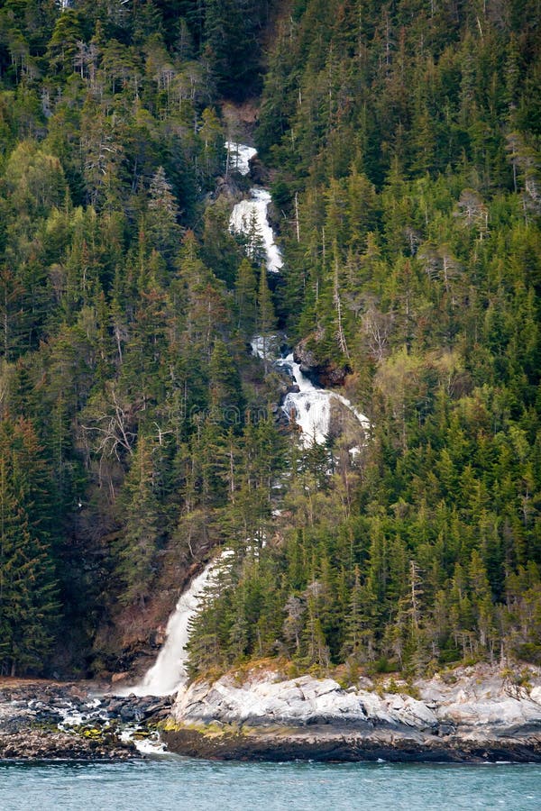 A Waterfall Along the Inside Passage, Alaska Stock Photo - Image of ...