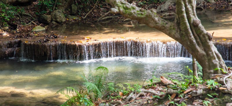 Waterfall Along a Tropical River in Thailand Stock Image - Image of ...