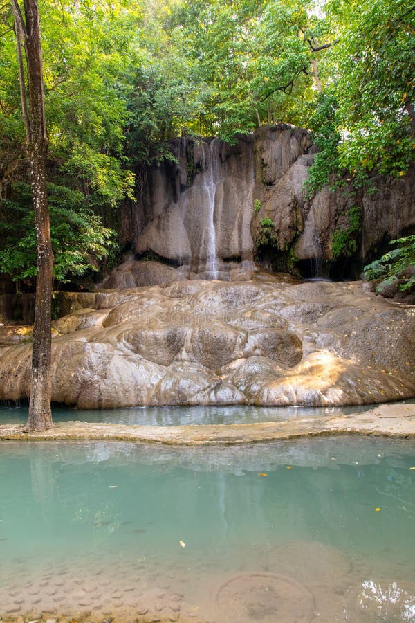 Waterfall Along a Tropical River in Thailand Stock Image - Image of ...
