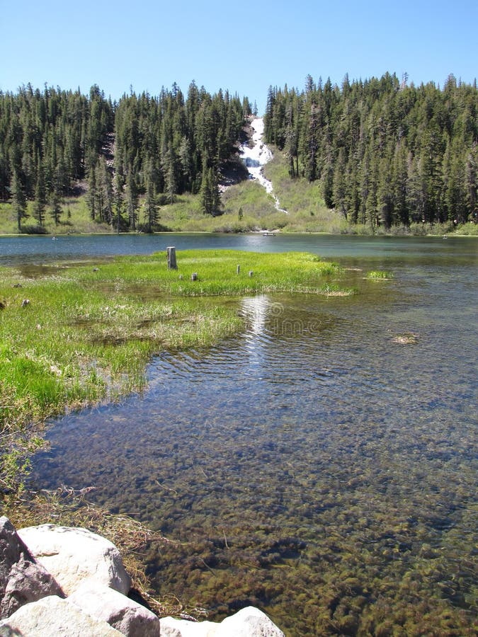 Waterfall and alpine lake stock photo. Image of colored - 10844264
