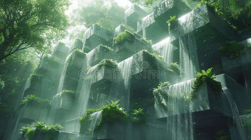 Waterfall Architecture stock illustration. Illustration of design ...