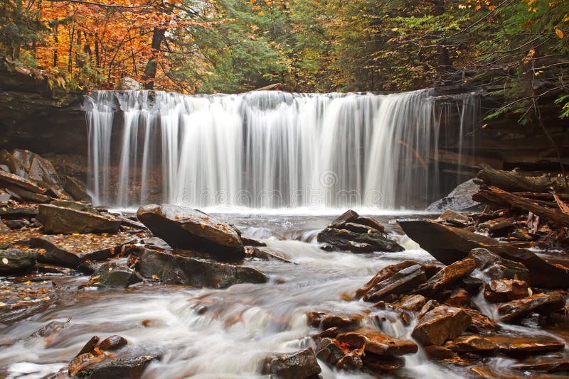 Waterfall with Autumn Color Stock Image - Image of landscape, beautiful ...