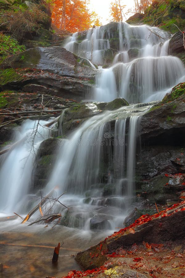 Waterfall in the Autumn Forest Stock Image - Image of national, green ...