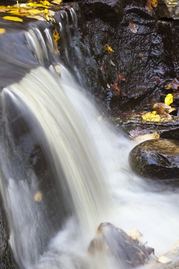 Waterfall with Autumn Leaves Stock Image - Image of leaf, autumn: 20893953