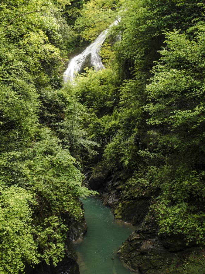 Waterfall. stock photo. Image of background, blue, azure - 92057094