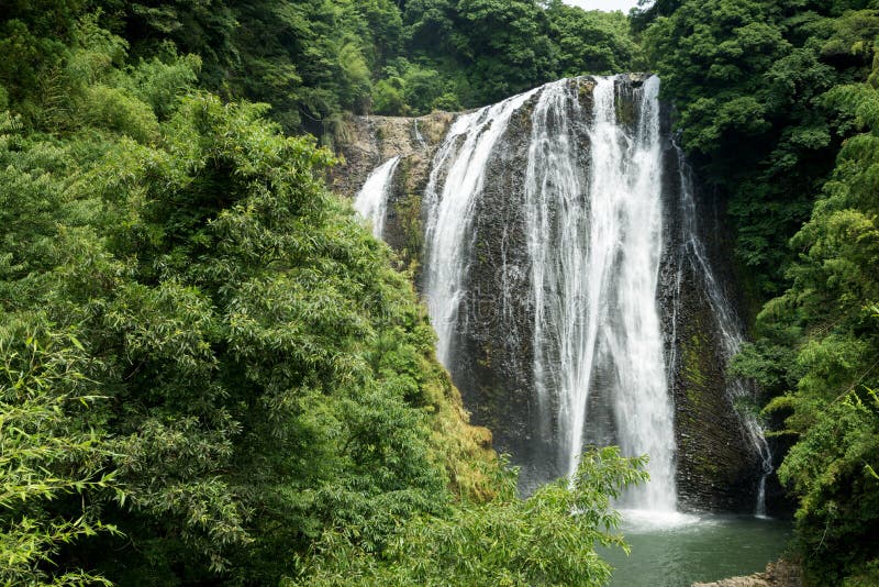 Waterfall in Back of Forest Stock Image - Image of japan, verdure ...